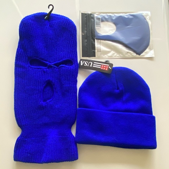 Other | Royal Blue Ski Mask Beanie Hat Wfree Face Mask | Poshmark